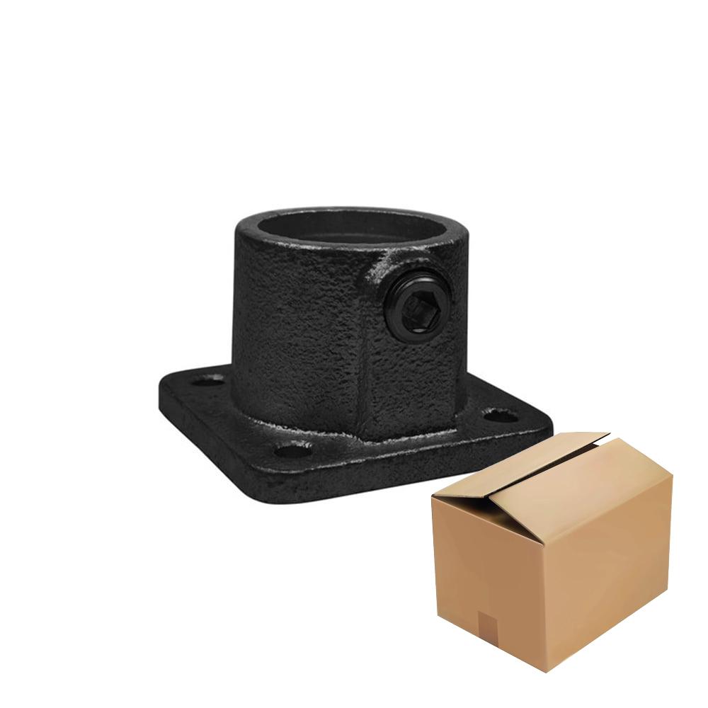 Doos Vierkante voetplaat met doorloop - zwart-E / 48,3 mm (25 stuks)
